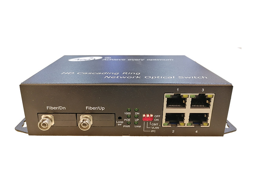 Ring Loop Fiber POE Switch Full Gigabit 4 POE Ethernet 2 พอร์ตออปติคอล